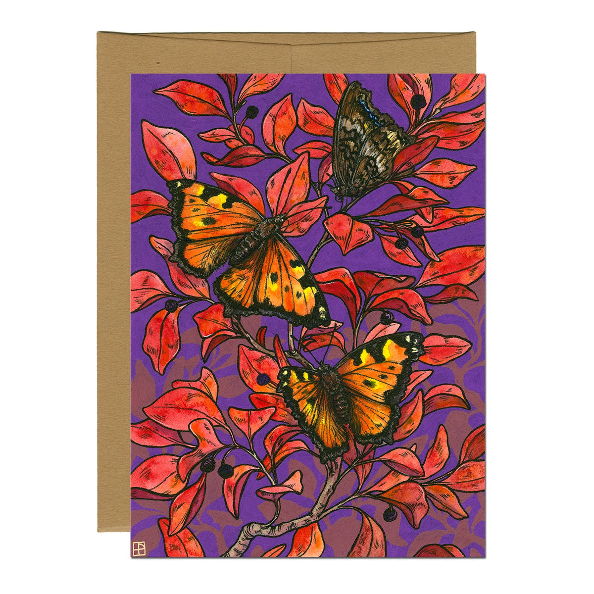 California Tortoiseshell Butterflies Greeting Card — Art Department LLC